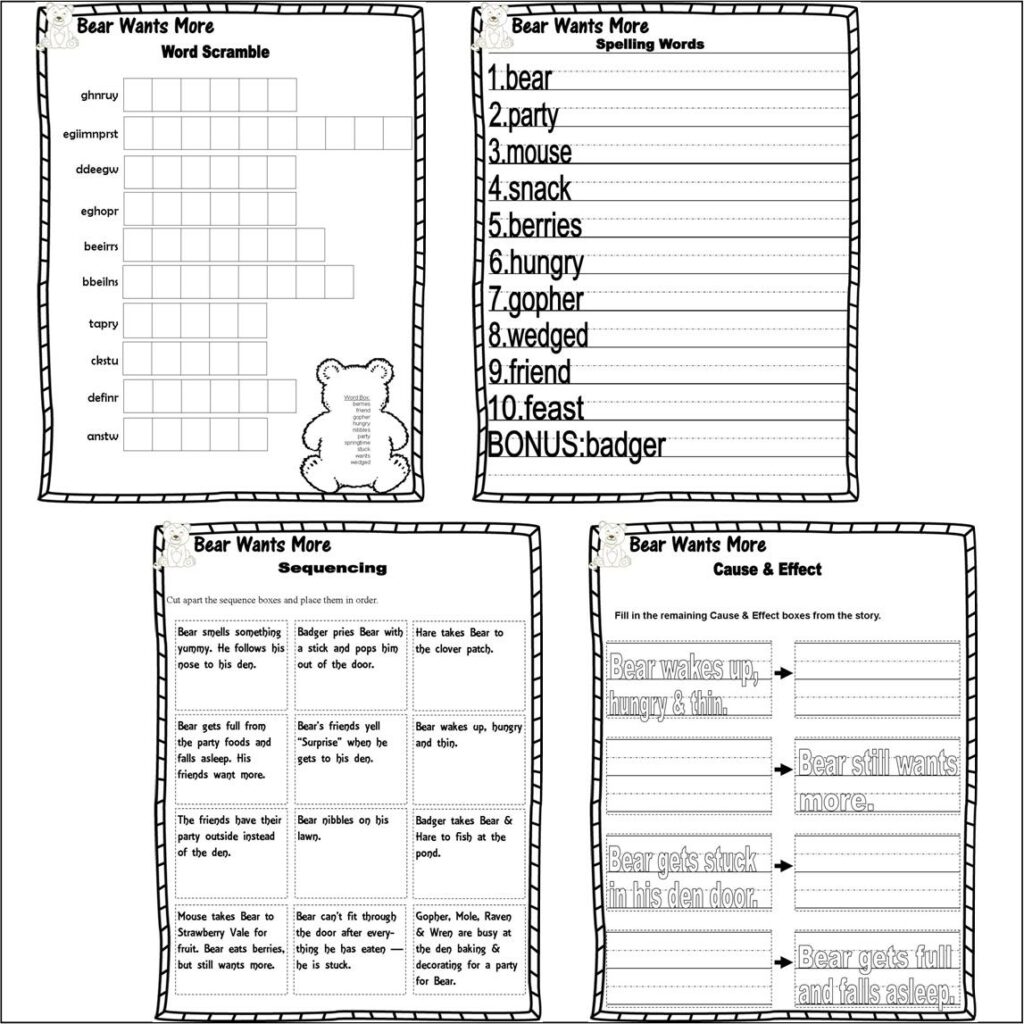 Bear Wants More Reading Comprehension Book Study Companion | Made By ...