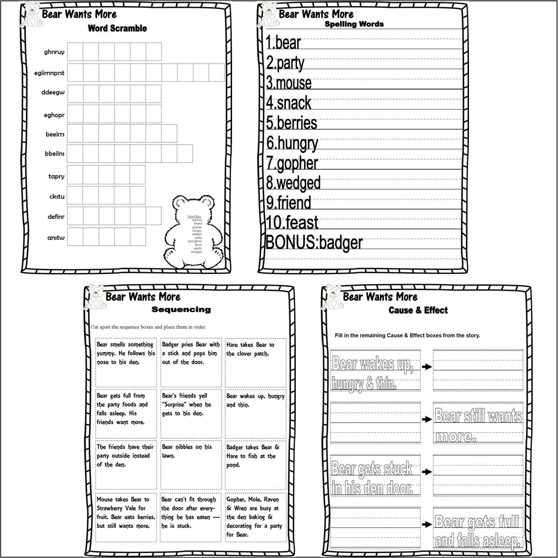 Bear Wants More Reading Comprehension Book Study Companion | Made By ...