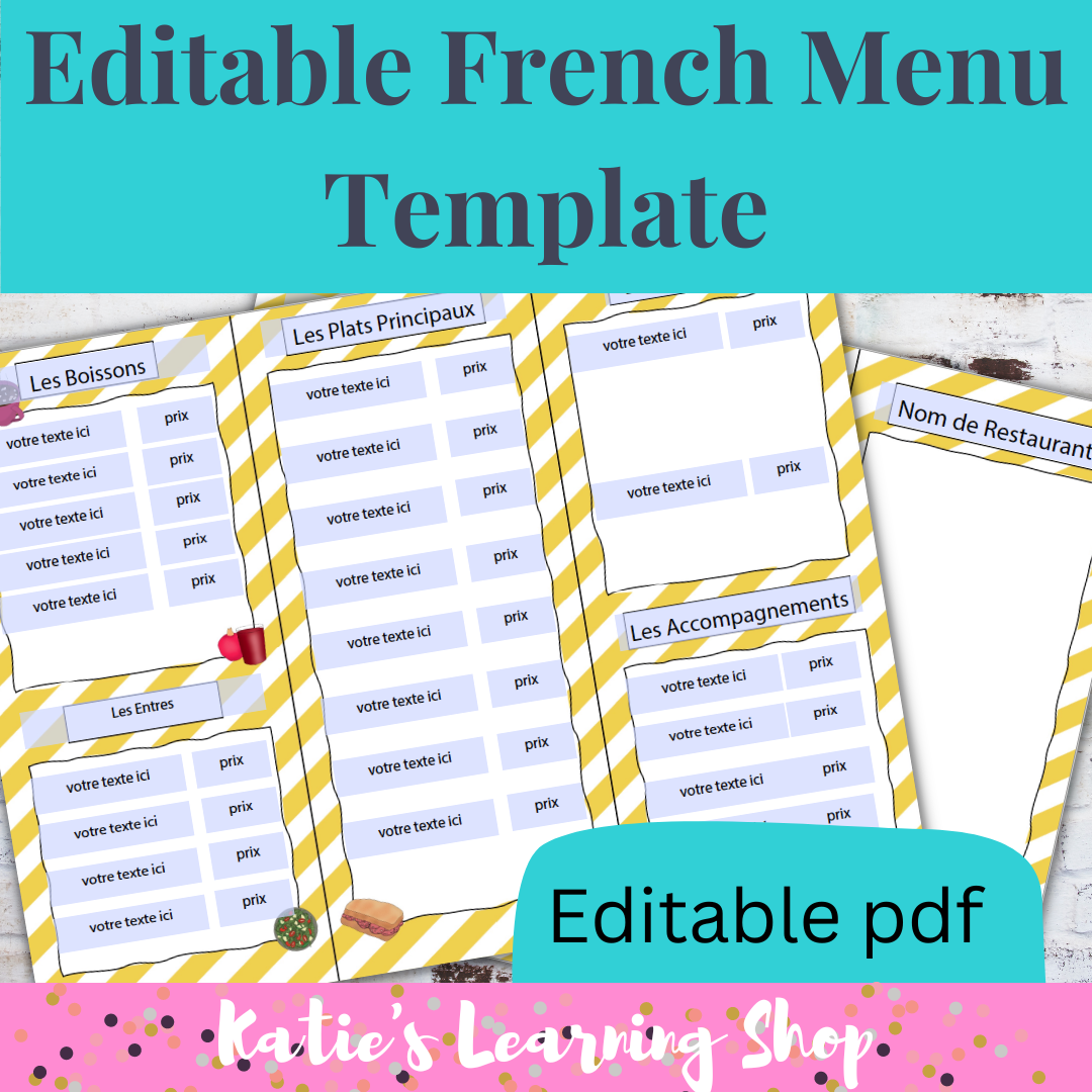Editable French Menu Template Made By Teachers