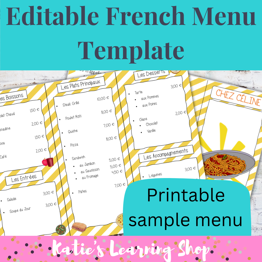 Editable French Menu Template | Made By Teachers