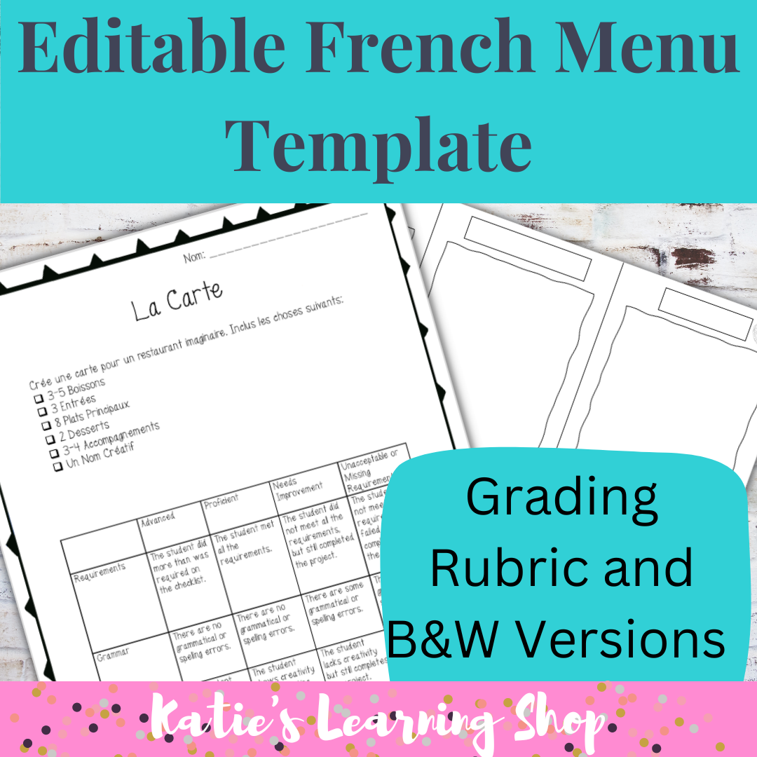 Editable French Menu Template | Made By Teachers