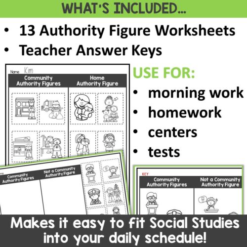 Home School and Community Authority Figures Worksheets | Made By Teachers