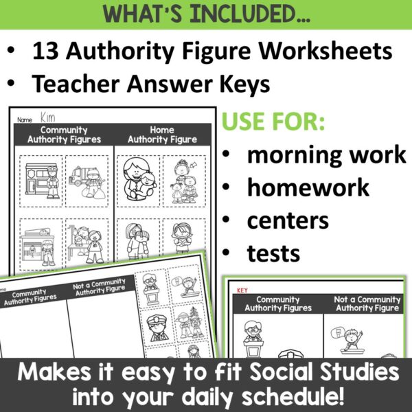 Home School and Community Authority Figures Worksheets | Made By Teachers