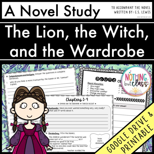 The Lion, the Witch, and the Wardrobe Novel Study Unit | Comprehension ...