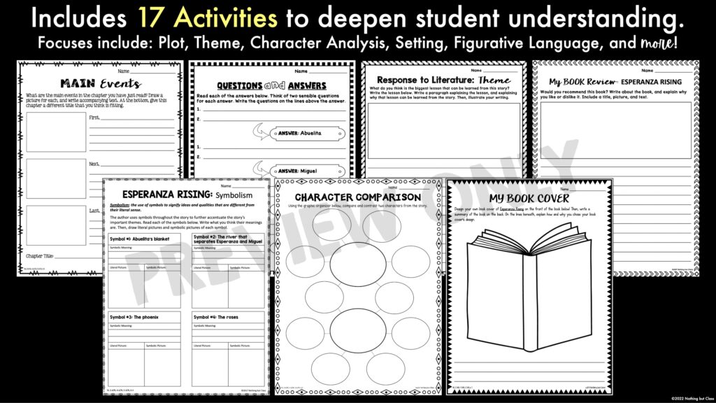 Esperanza Rising Novel Study Unit | Comprehension with Activities and ...