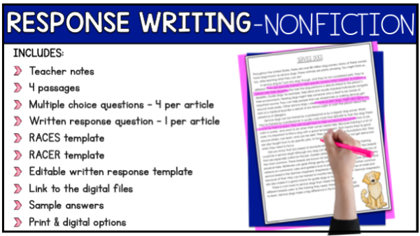 Response Writing Passages - Nonfiction - RACE Strategy | Made By Teachers