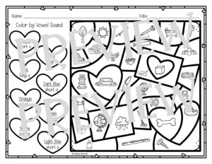 Valentine's Day Color by Long and Short Vowel Sounds | Made By Teachers