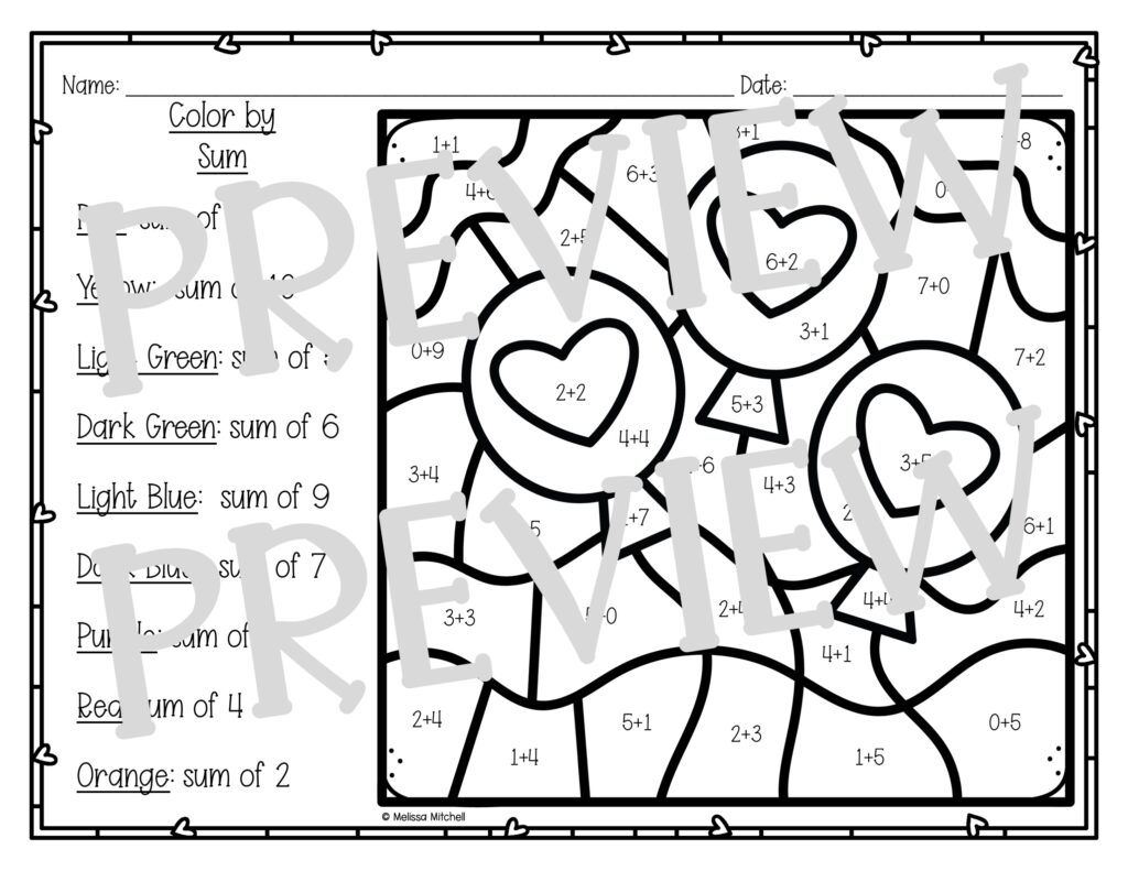 Valentine's Day Color by Addition and Subtraction | Made By Teachers