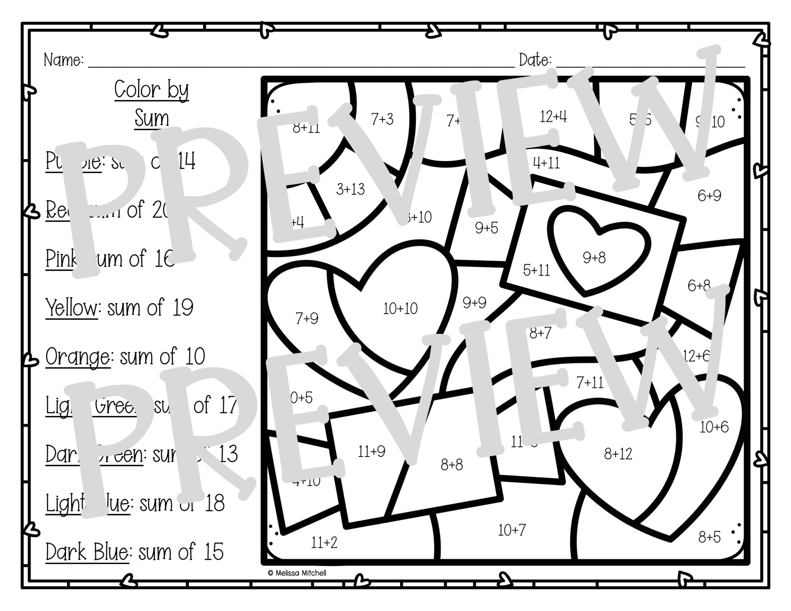 Valentine's Day Color by Addition and Subtraction | Made By Teachers