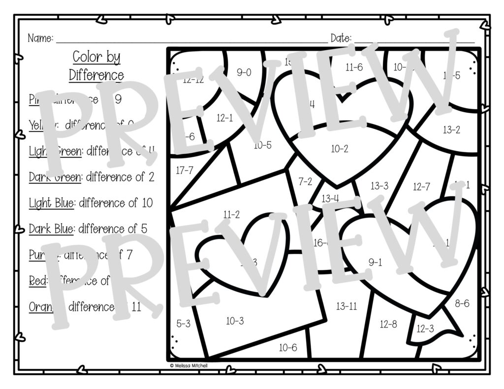 Valentine's Day Color by Addition and Subtraction | Made By Teachers