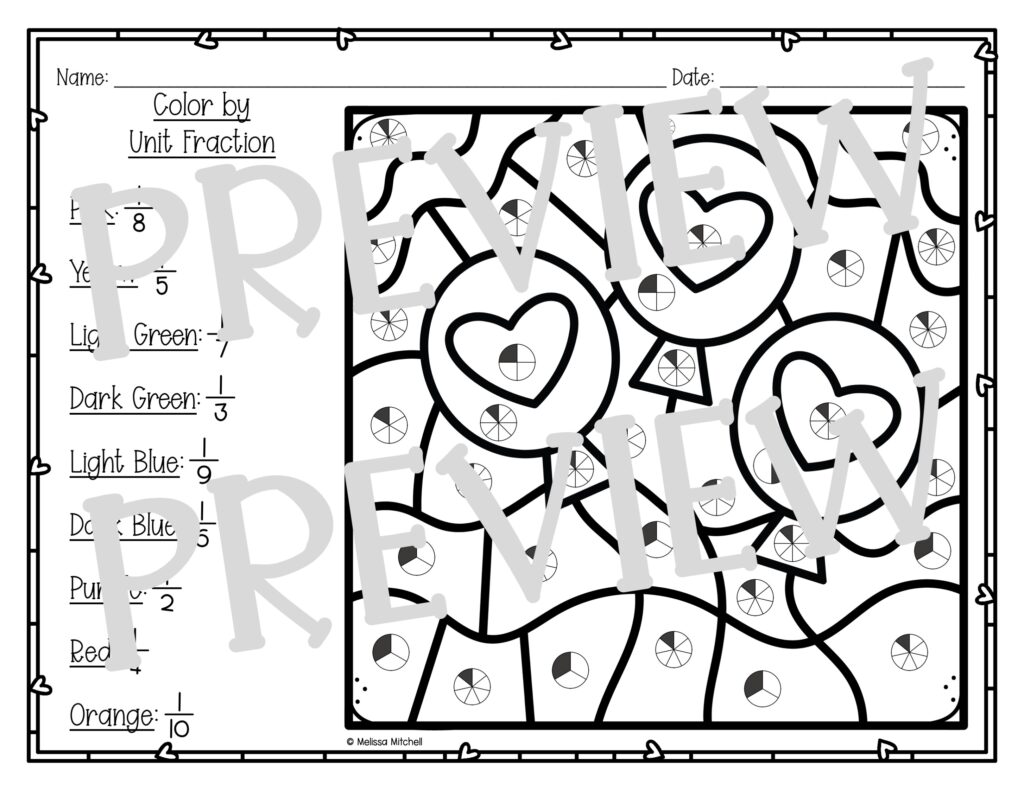 Valentine's Day Color by Fractions | Made By Teachers