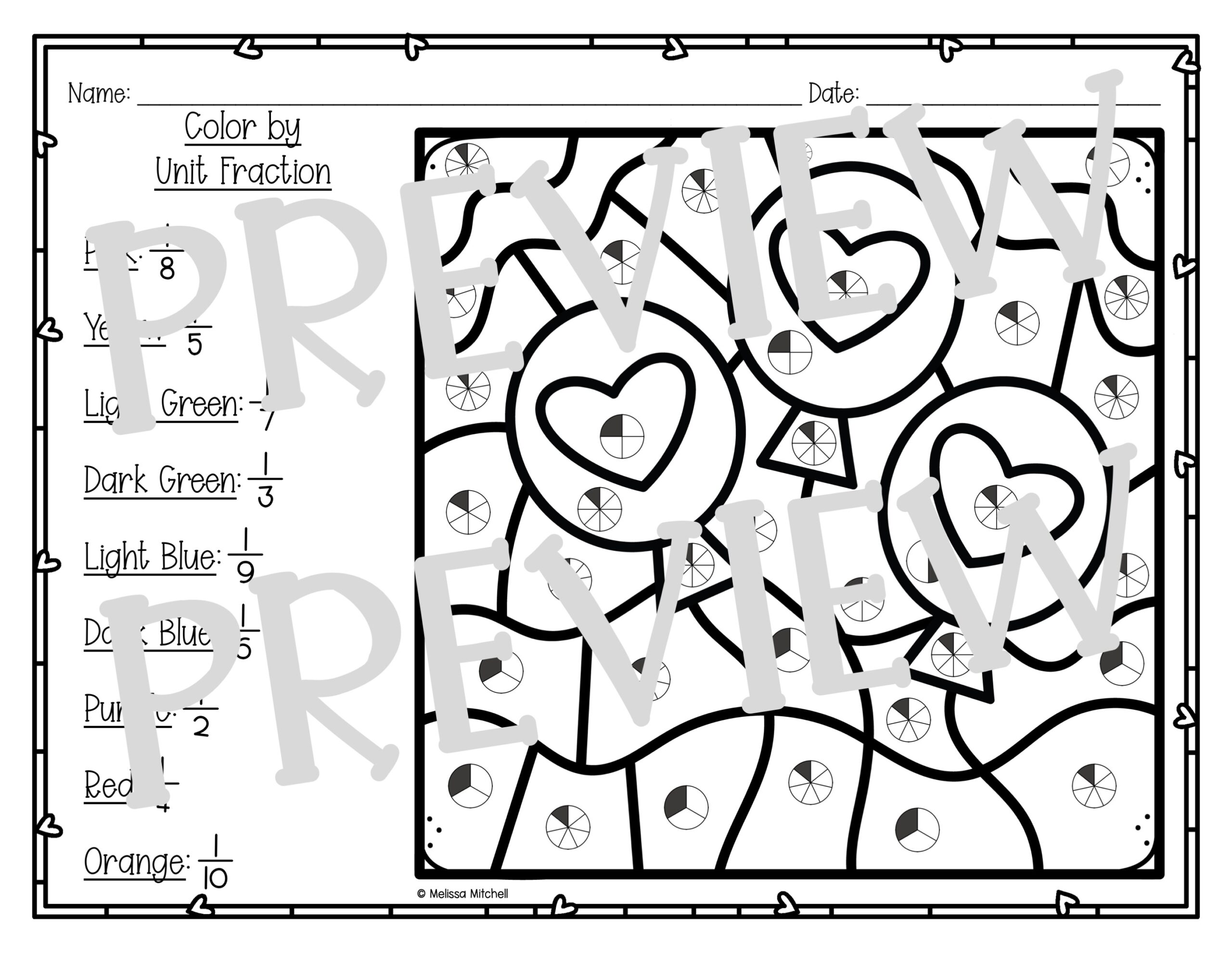 Valentine's Day Color by Fractions | Made By Teachers