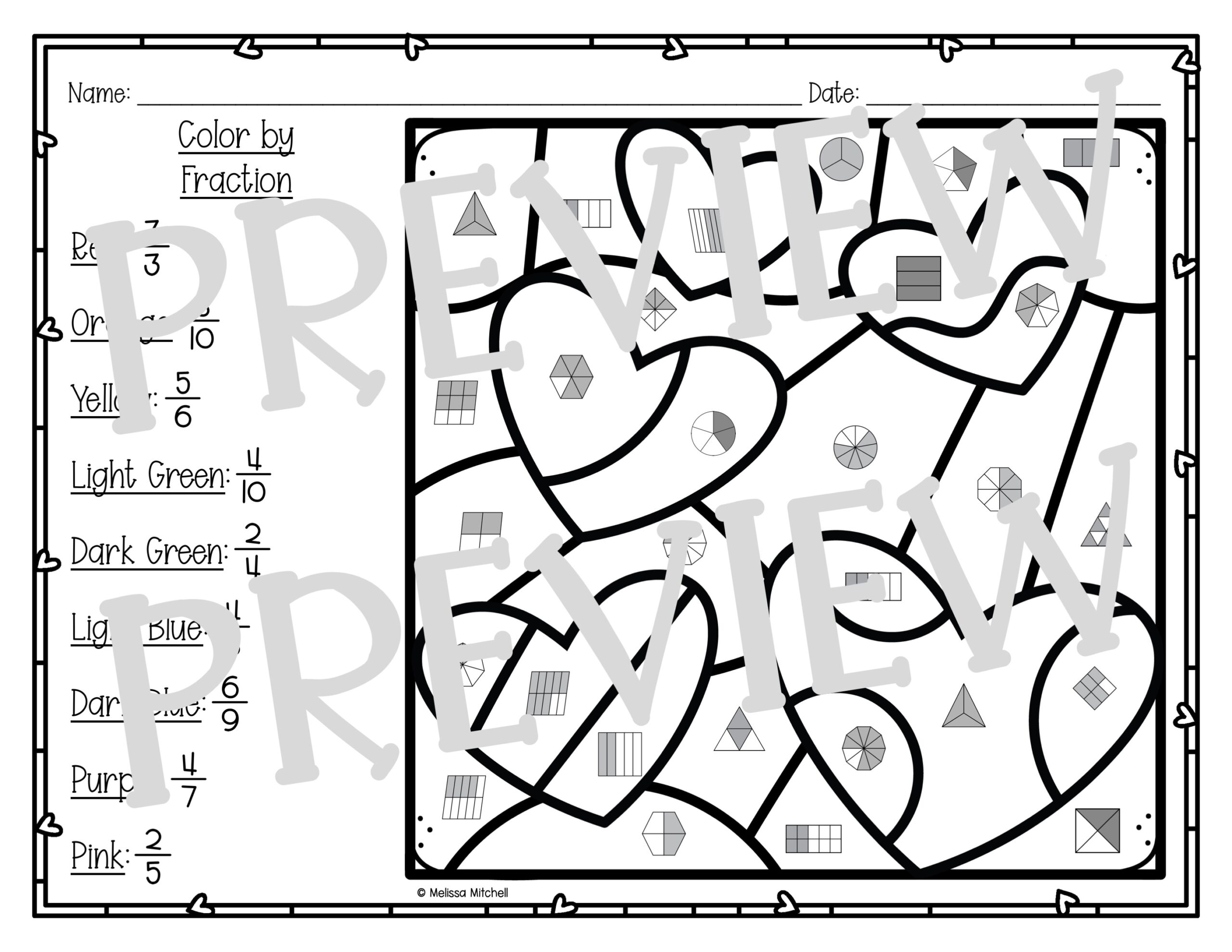 Valentine's Day Color by Fractions | Made By Teachers