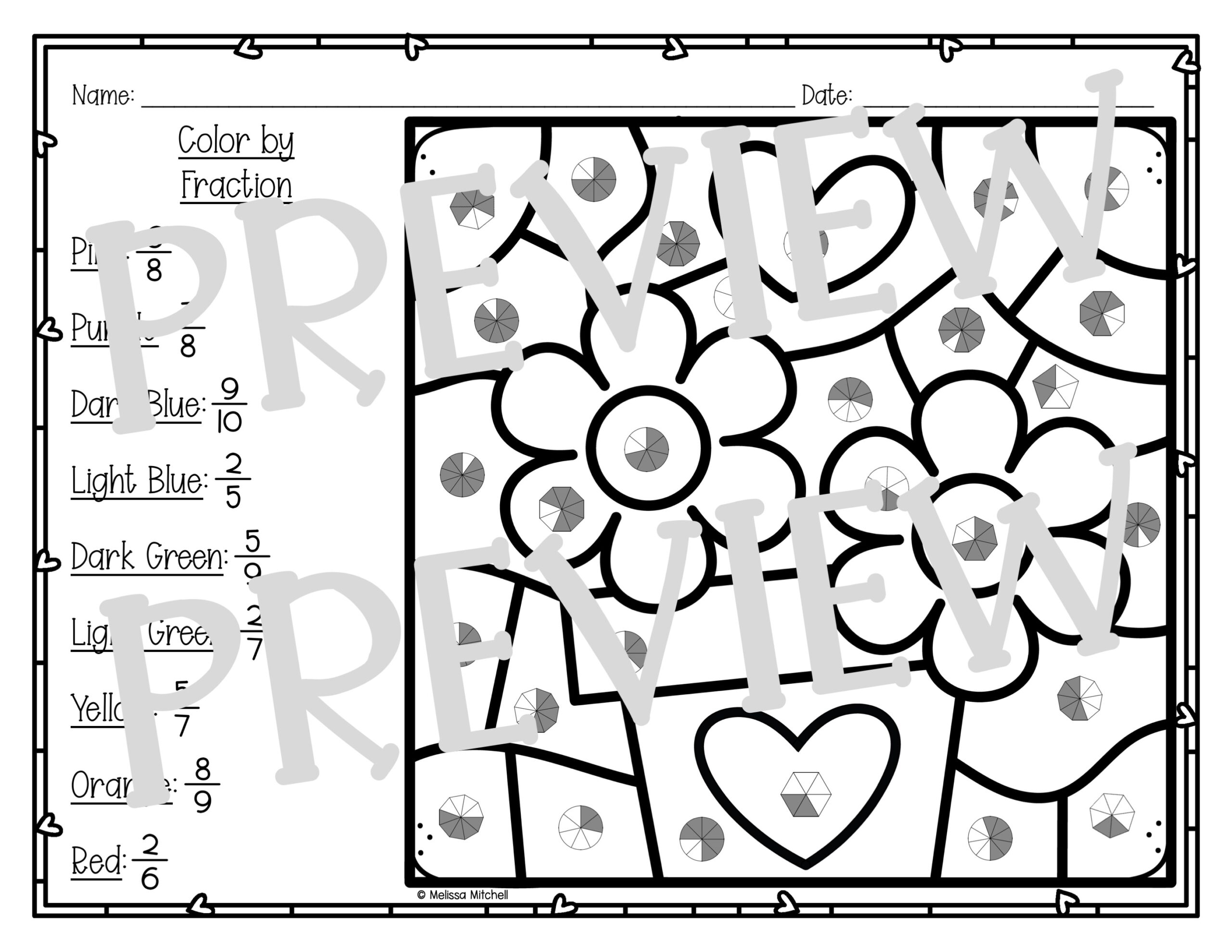 Valentine's Day Color by Fractions | Made By Teachers