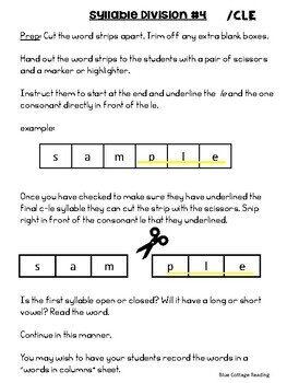 Syllable Division Strips Orton Gillingham | Made By Teachers