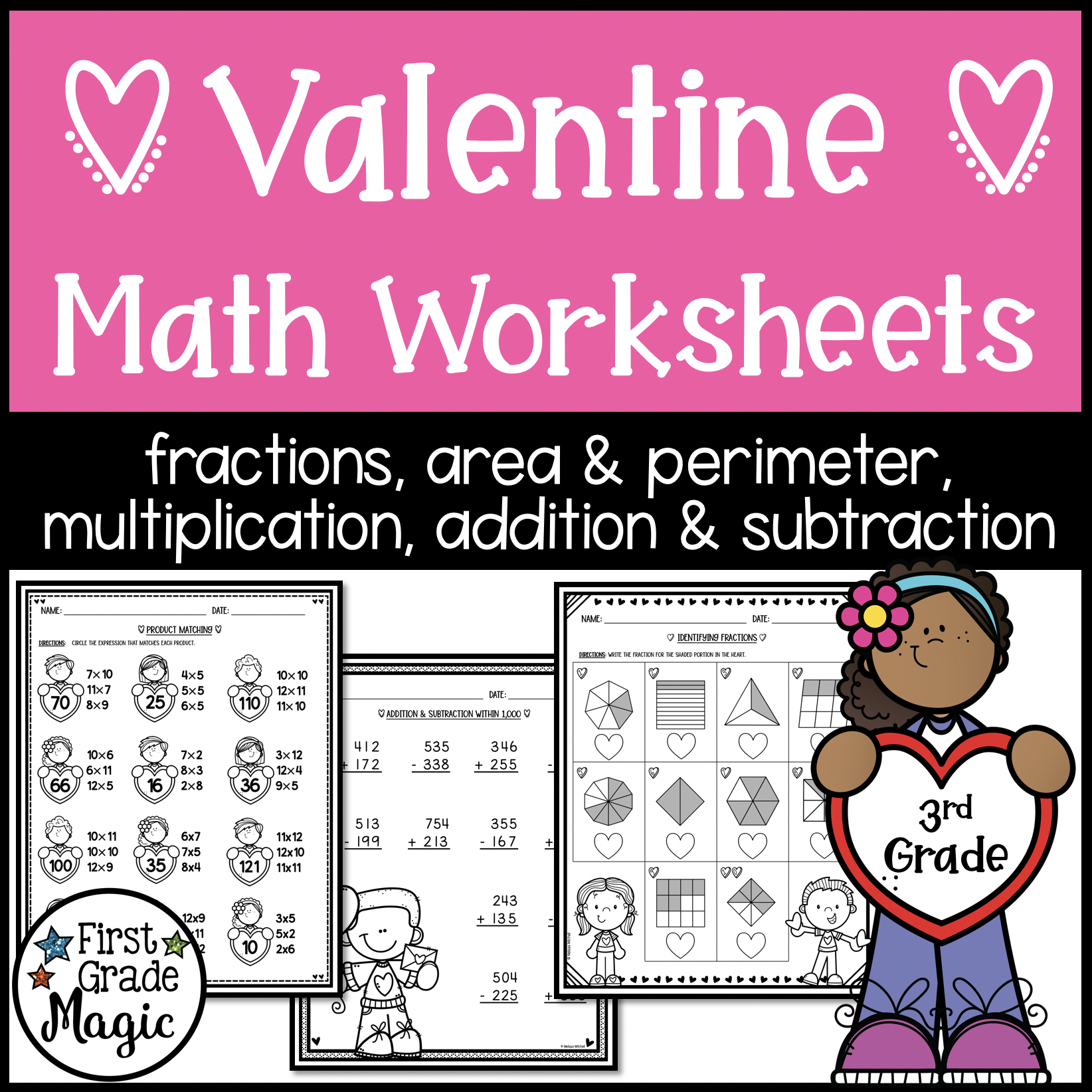 Valentine's Day Color by Fractions | Made By Teachers