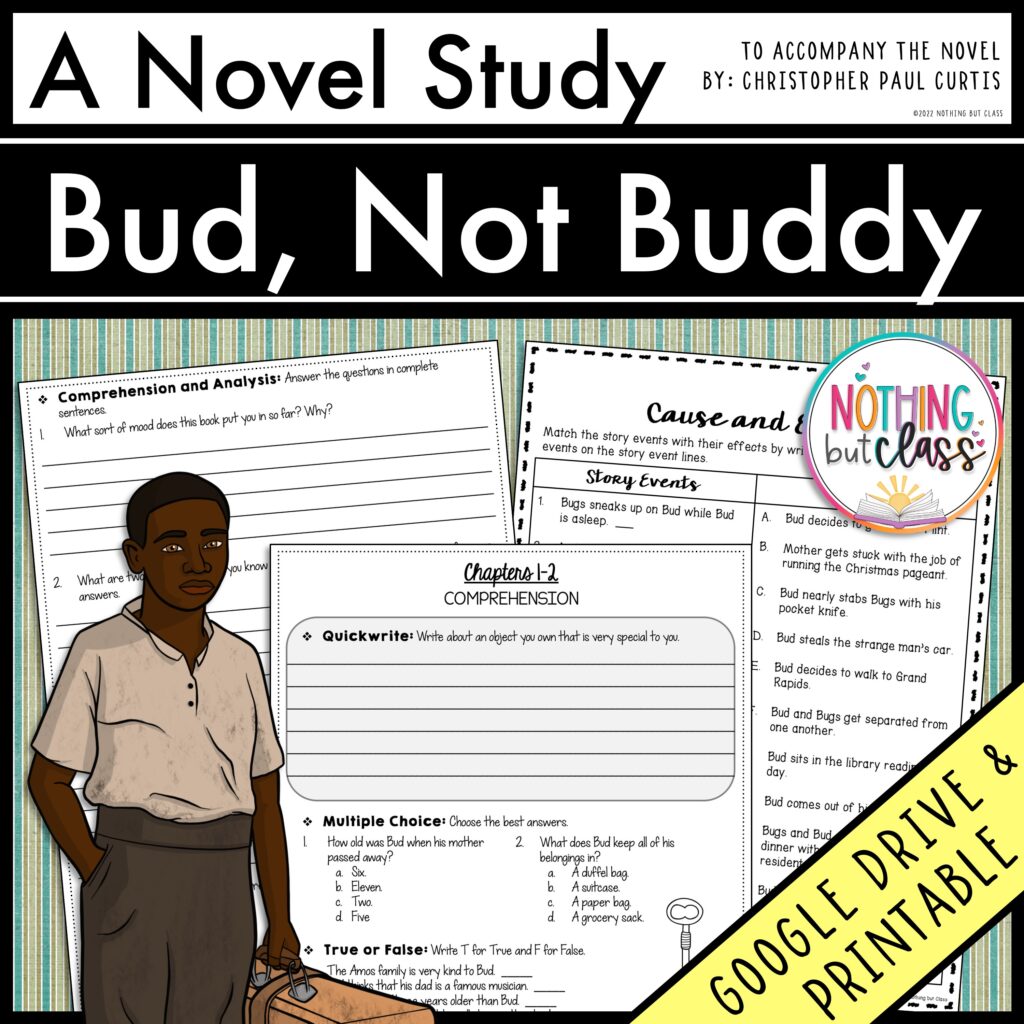 Bud, Not Buddy Novel Study Unit | Comprehension with Activities and ...