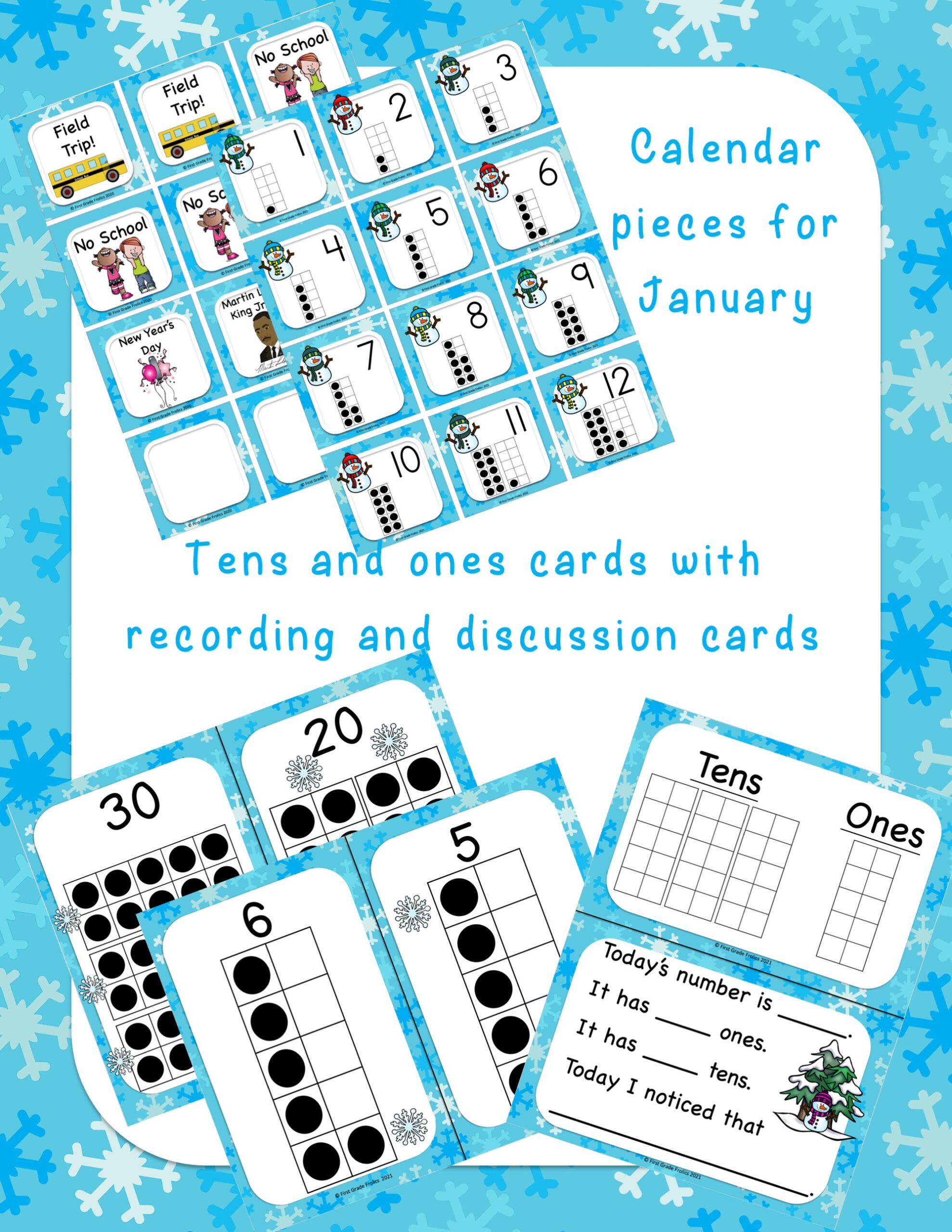 Snowman Calendar Pieces with Ten Frames | Made By Teachers