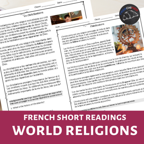 Short French reading passages - World Religions | Made By Teachers