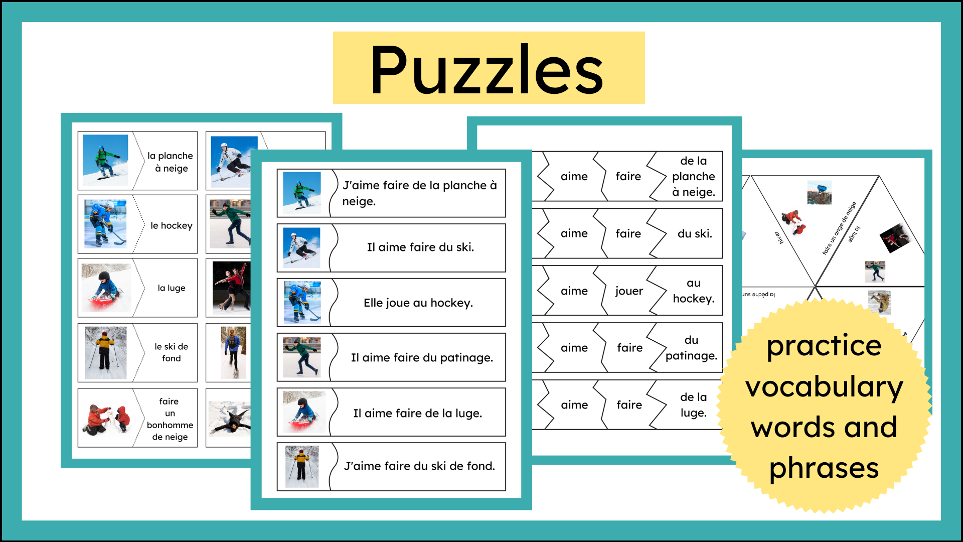 French Winter Vocabulary Games, Worksheets, and Puzzles | Made By Teachers
