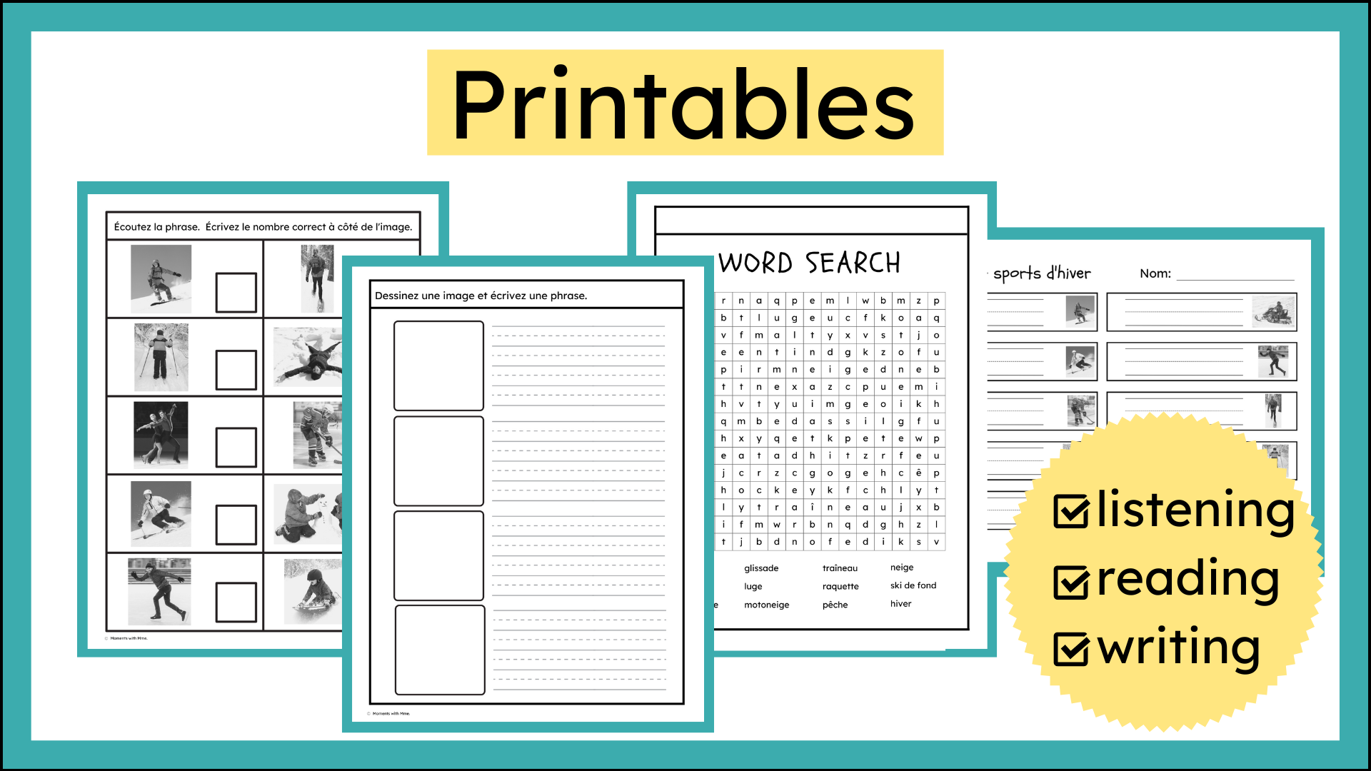French Winter Vocabulary Games, Worksheets, and Puzzles | Made By Teachers
