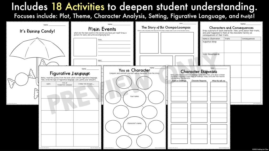 Charlie and the Chocolate Factory Novel Study Unit | Comprehension with ...