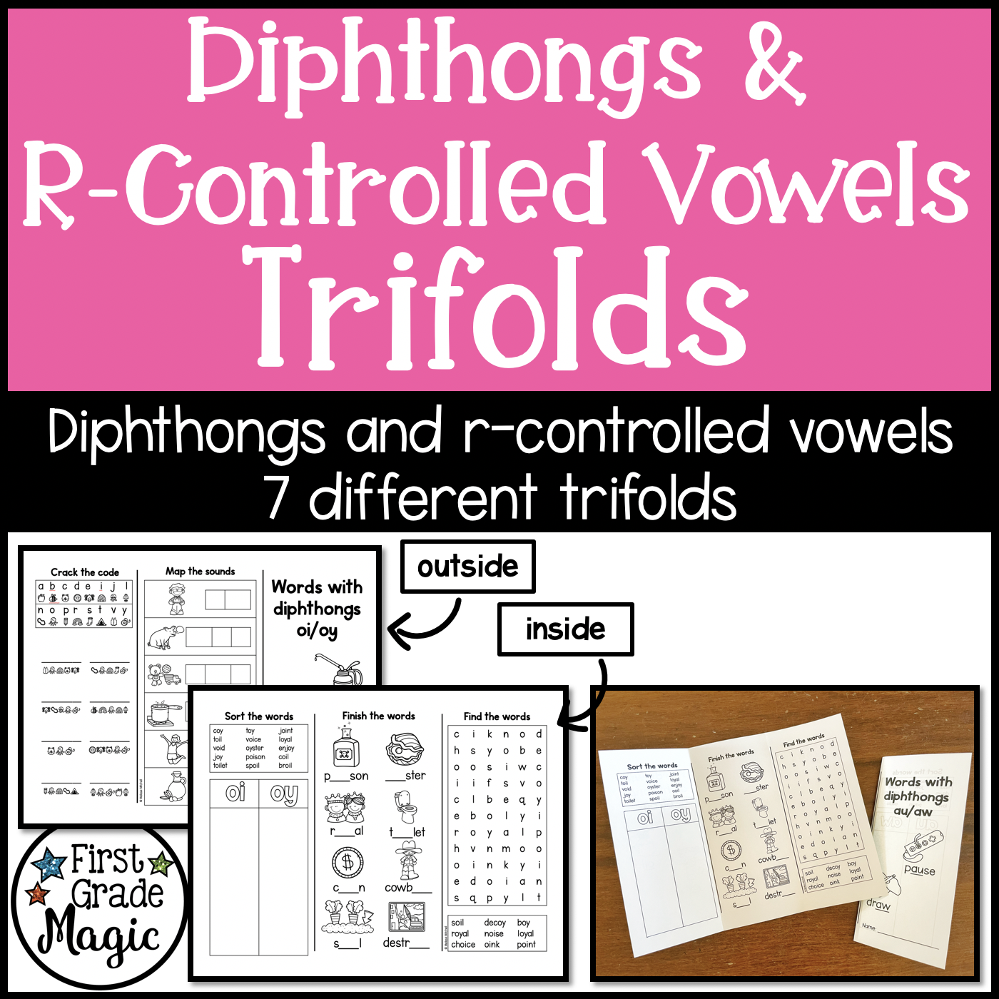Diphthongs and R-Controlled Vowel Trifold Worksheets | Made By Teachers