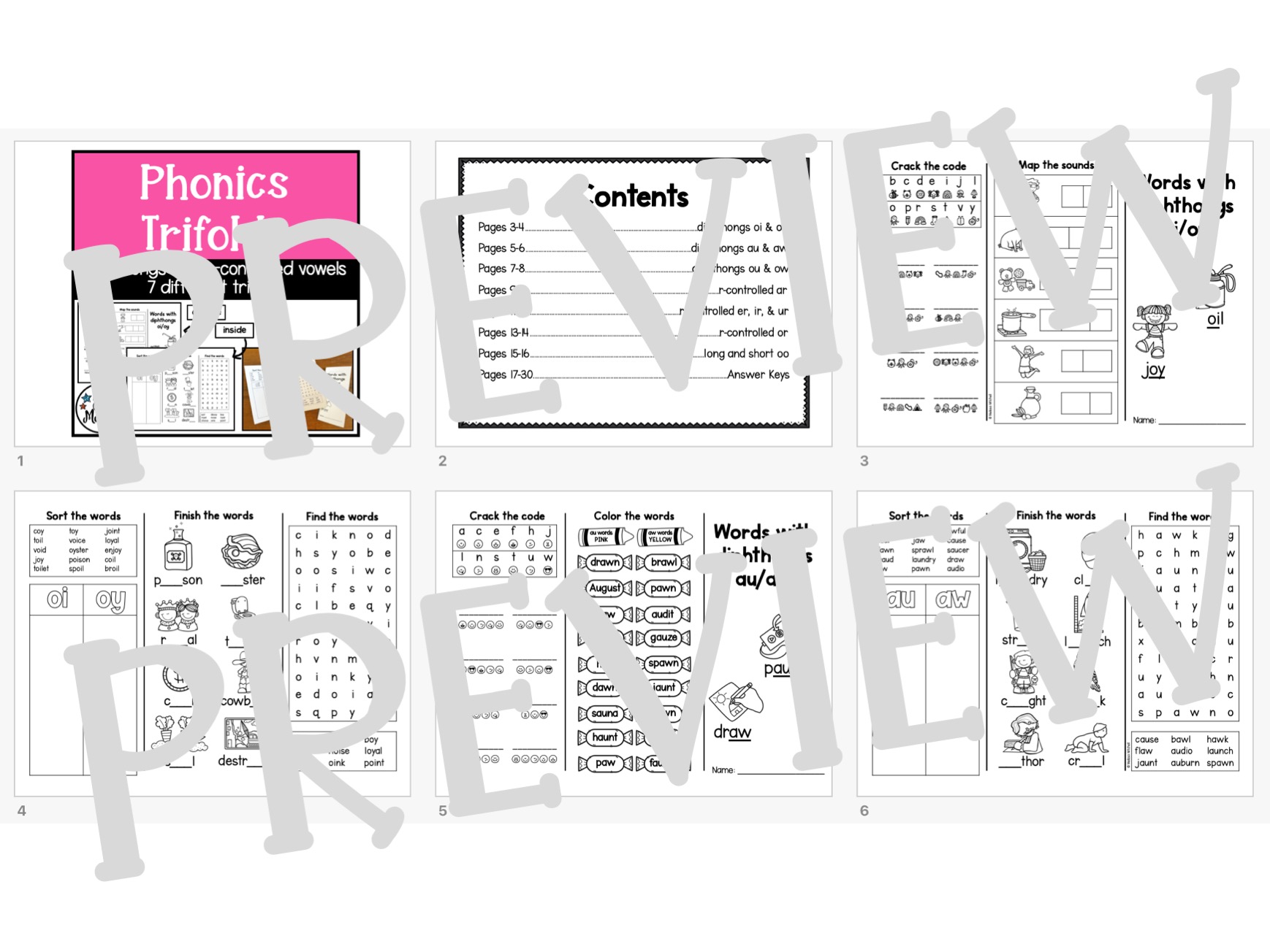 Diphthongs and R-Controlled Vowel Trifold Worksheets | Made By Teachers