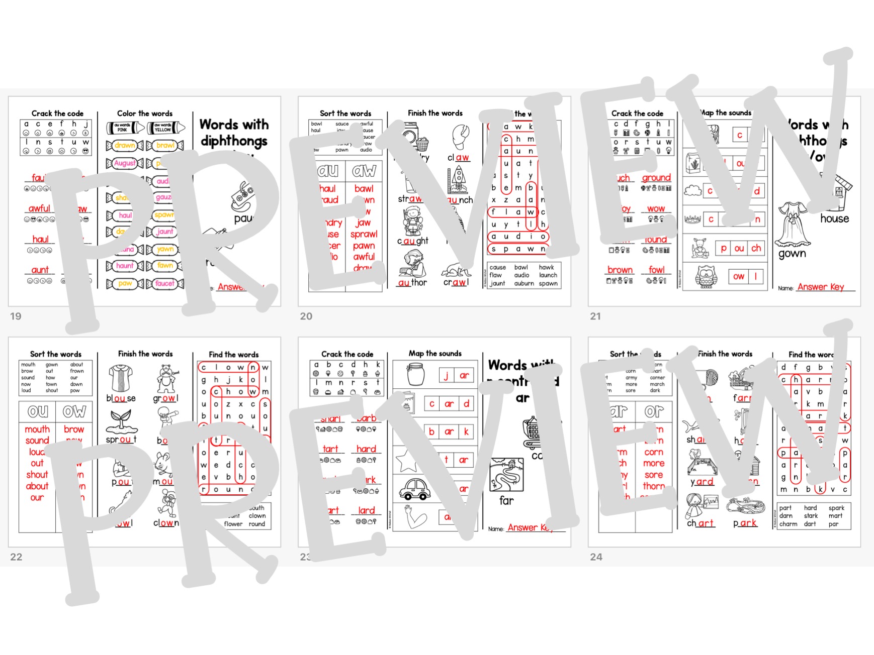 Diphthongs and R-Controlled Vowel Trifold Worksheets | Made By Teachers