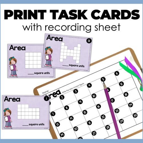 Counting Squares to Find Area Print Task Cards & Boom Cards | Made By ...