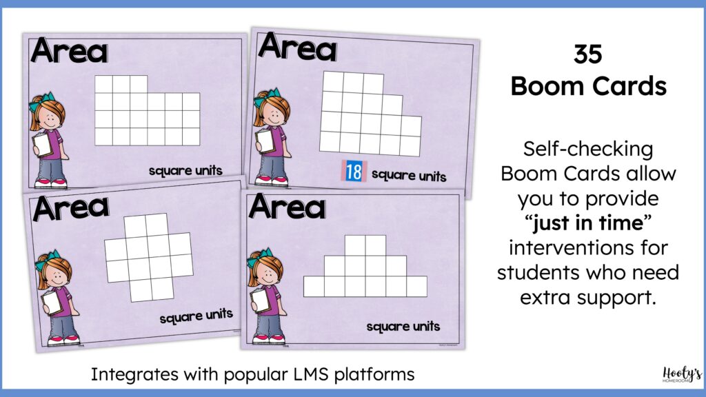 Counting Squares to Find Area Print Task Cards & Boom Cards | Made By ...