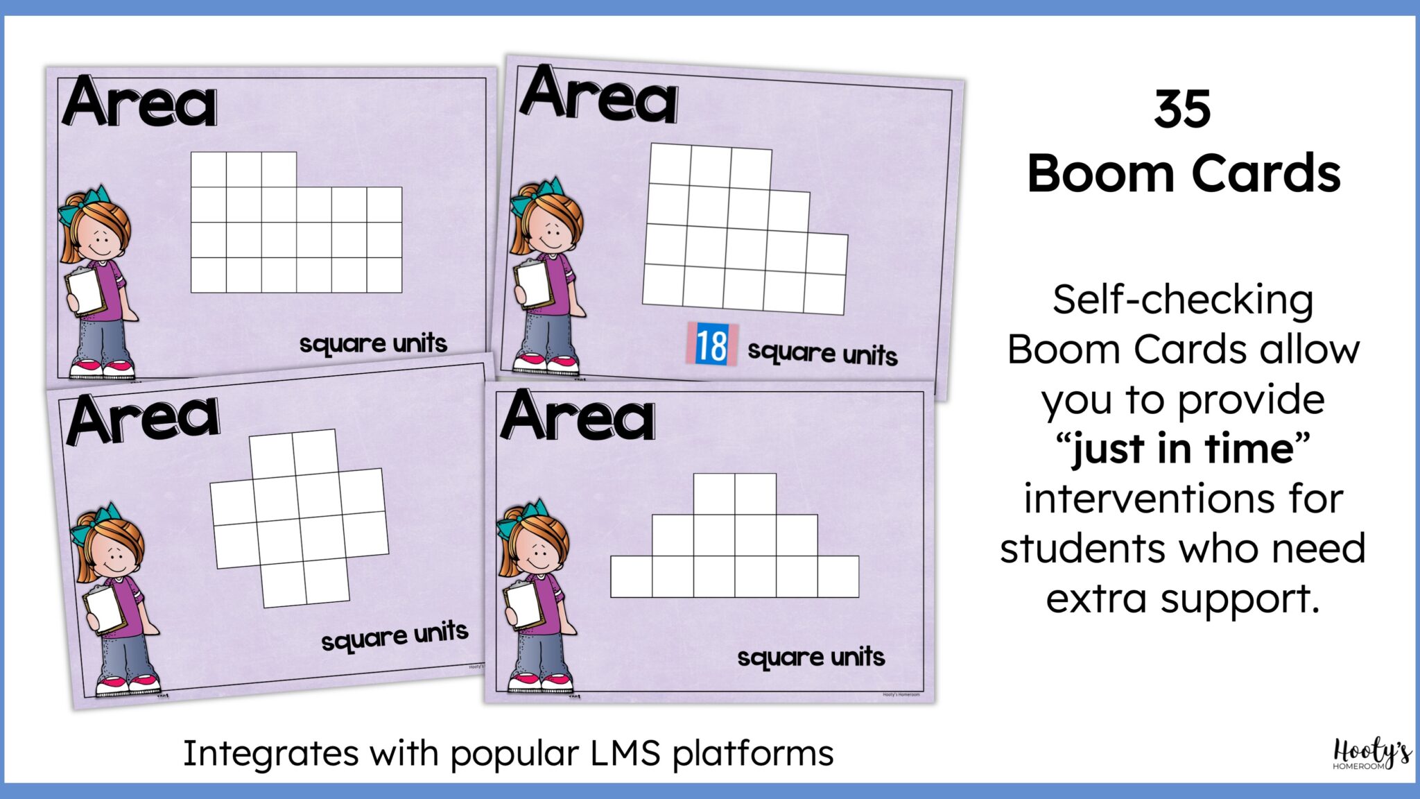 Counting Squares to Find Area Print Task Cards & Boom Cards | Made By ...