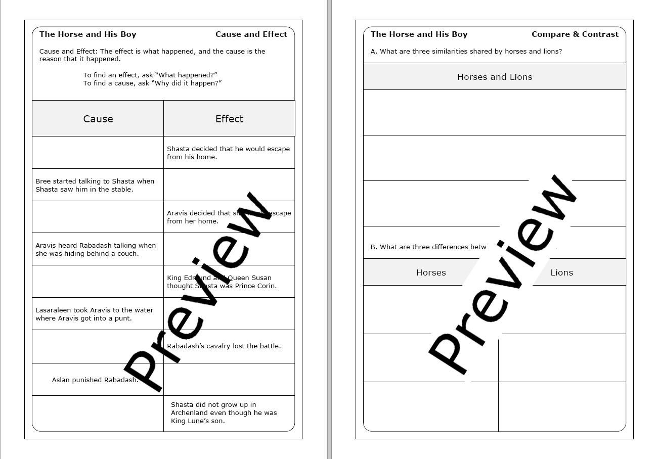 C. S. Lewis "The Horse and His Boy" worksheets | Made By Teachers