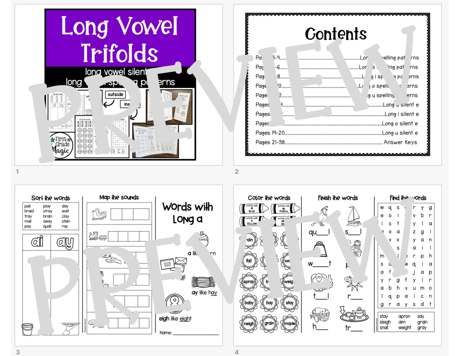 Long Vowel Spelling Patterns Phonics Trifold Worksheets | Made By Teachers