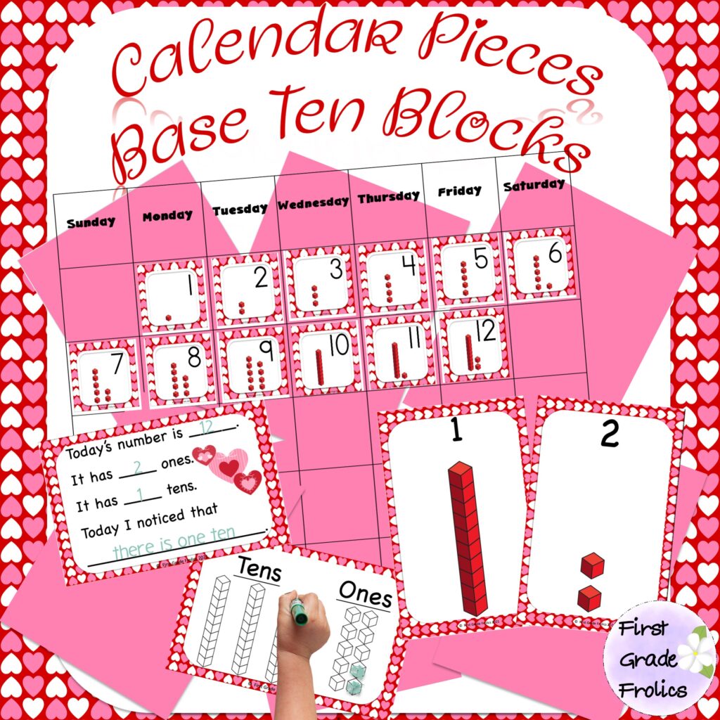 February Valentine Calendar Pieces with Base Ten Blocks | Made By Teachers