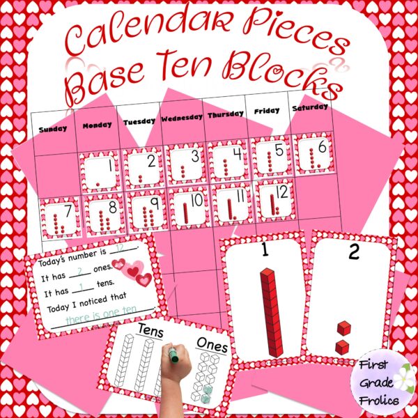 February Valentine Calendar Pieces with Base Ten Blocks | Made By Teachers