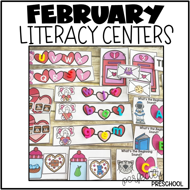 February Preschool and Kindergarten Literacy Centers Valentine's Day ...