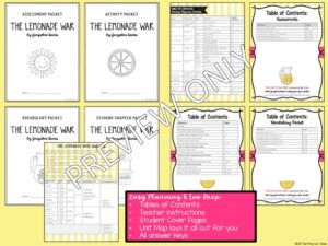 The Lemonade War Novel Study Unit | Comprehension with Activities and ...