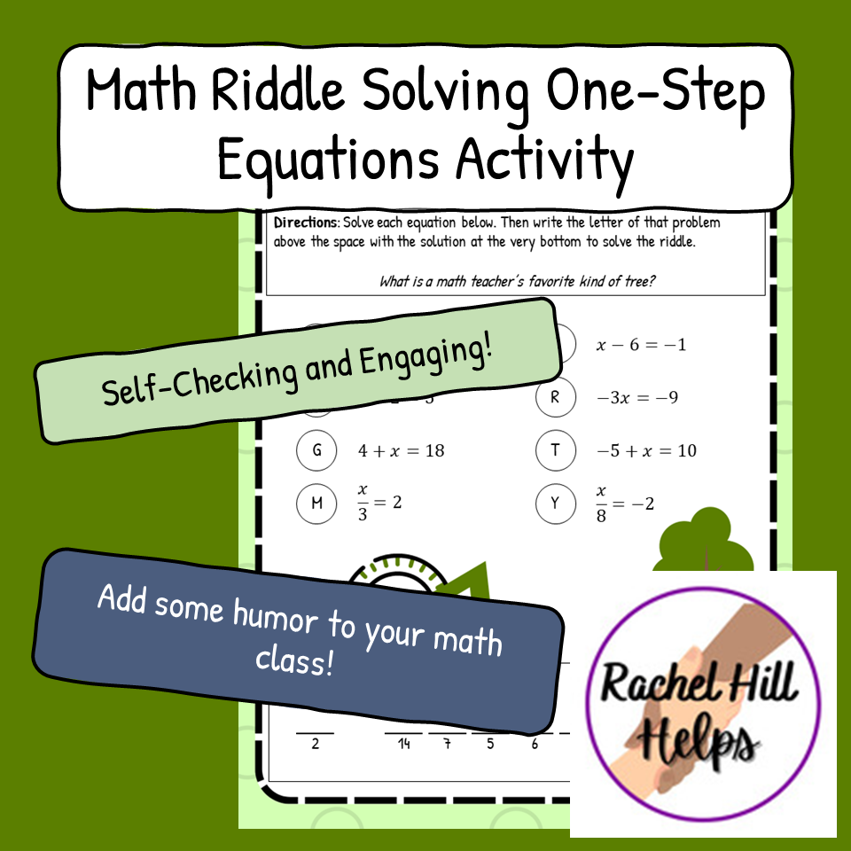 One Step Equations Math Riddle Activity Self Checking For Independent One Step Equations Math Riddle Activity Self Checking For Independent