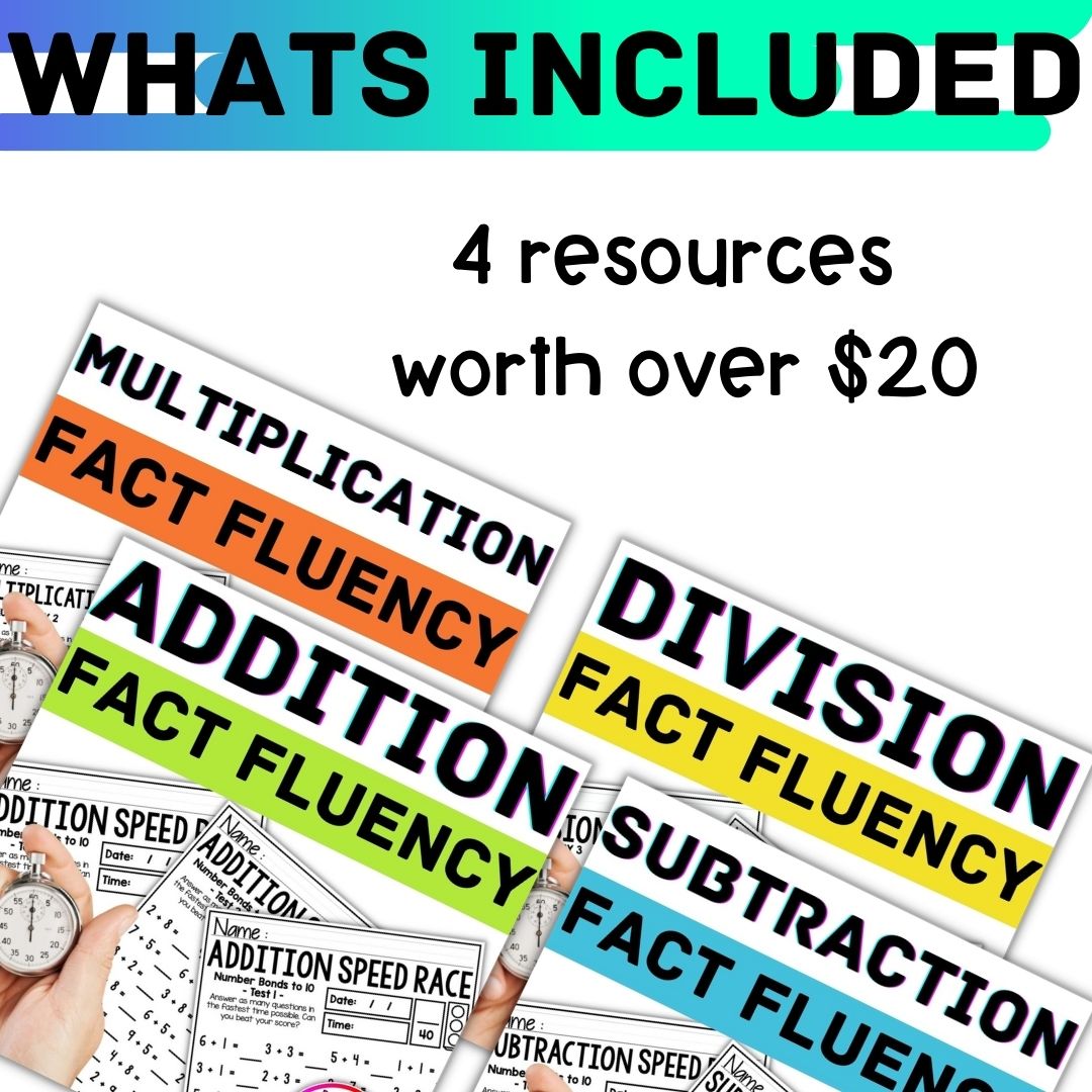 Fact Fluency NO PREP Bundle | Addition, Subtraction, Multiplication and ...