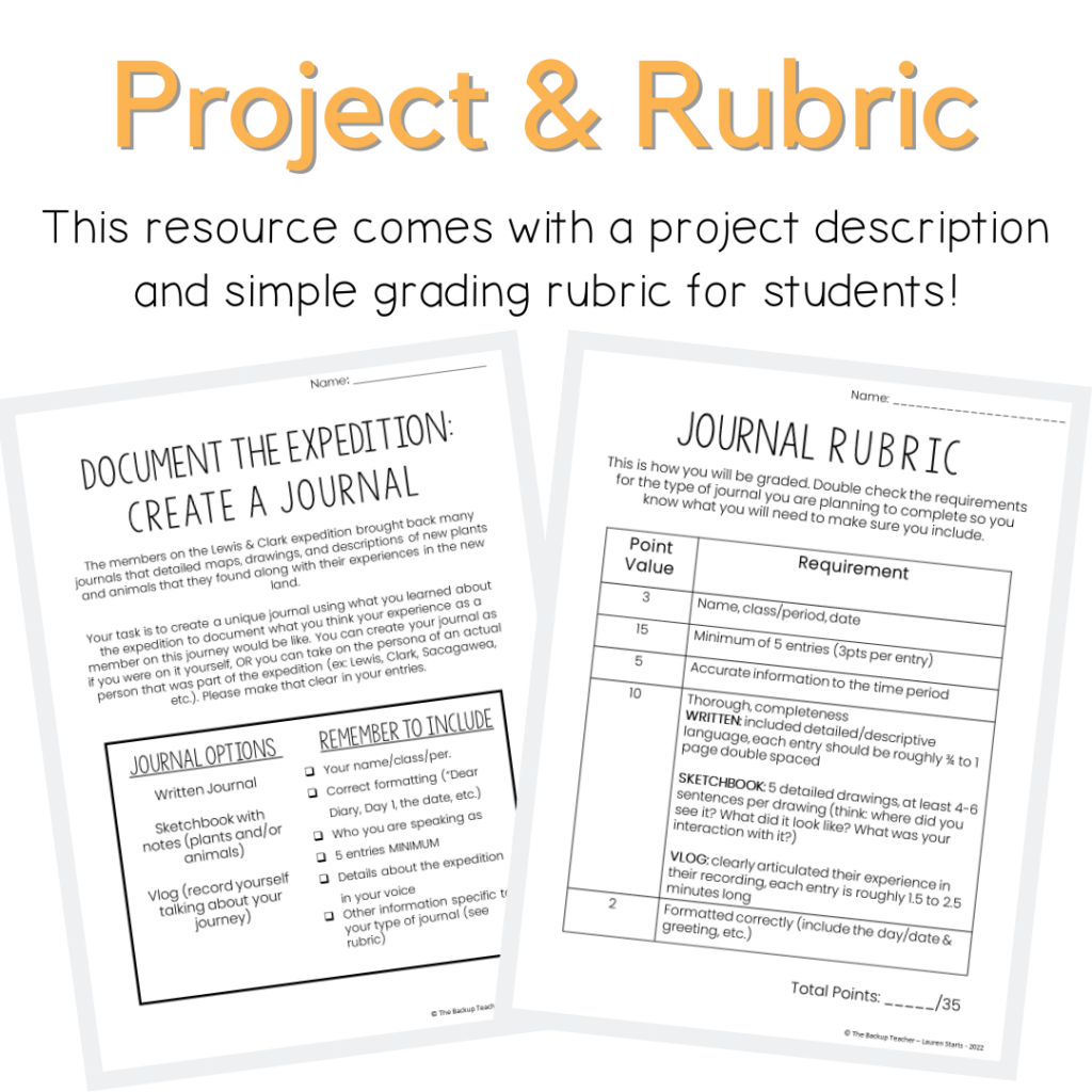 Journal Assignments (Lewis & Clark) | Made By Teachers