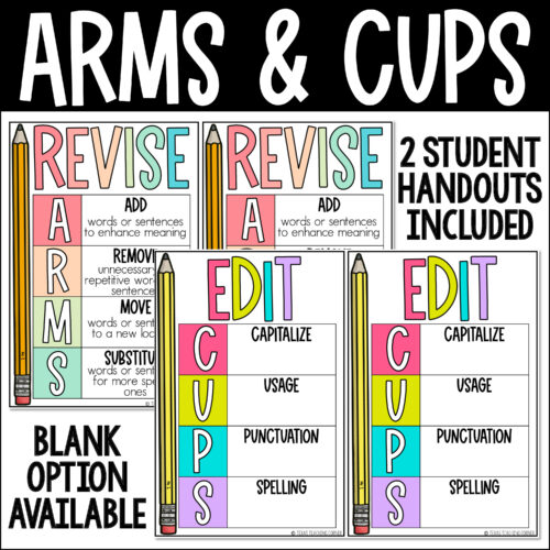 Revising and Editing Writing Posters - ARMS and CUPS | Made By Teachers