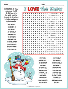 SNOW DAY Word Search Puzzle Worksheet Activity | Made By Teachers