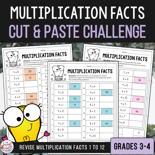 Multiplication Facts Practice Facts 1 to 12 Differentiated Cut & Paste ...