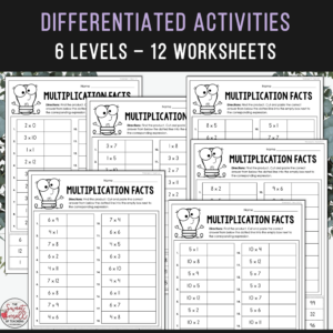 Multiplication Facts Practice Facts 1 to 12 Differentiated Cut & Paste ...