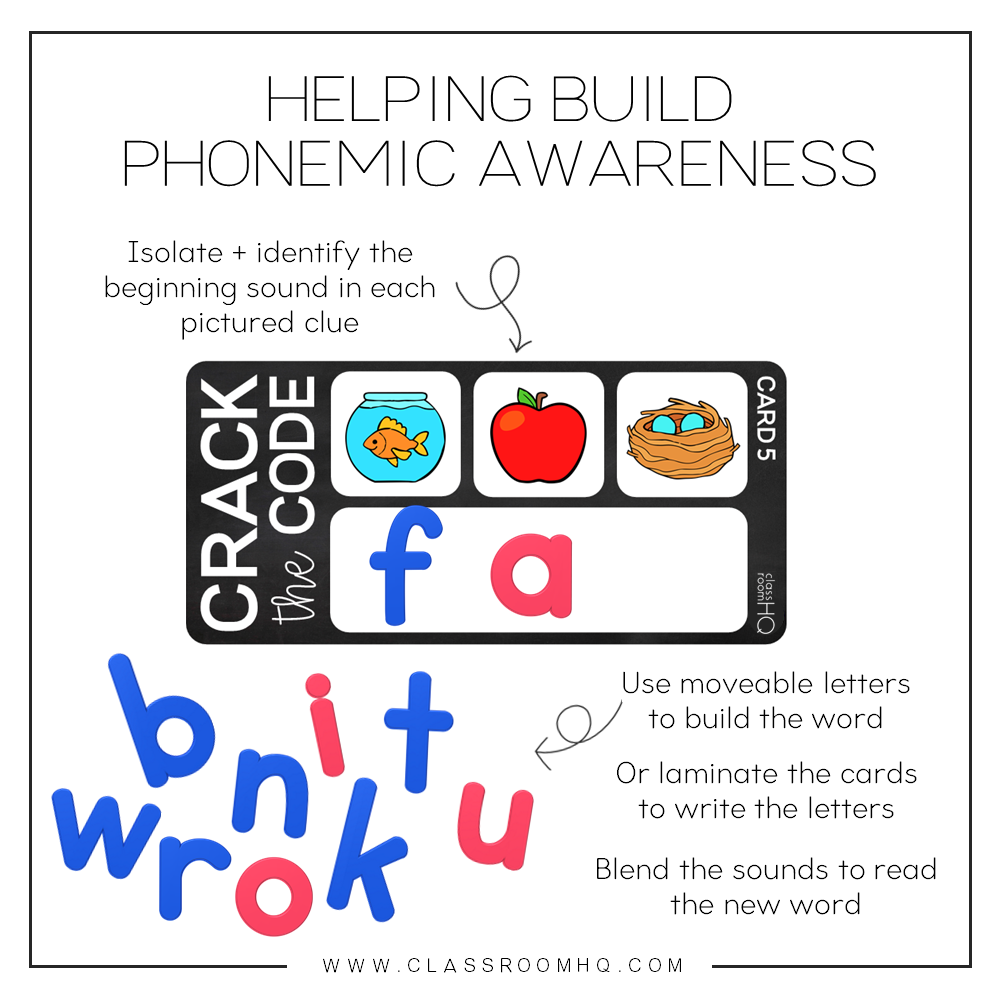 CVC Word Crack The Code Cards | Phonemic Awareness | Made By Teachers