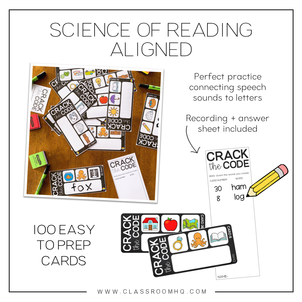 CVC Word Crack The Code Cards | Phonemic Awareness | Made By Teachers