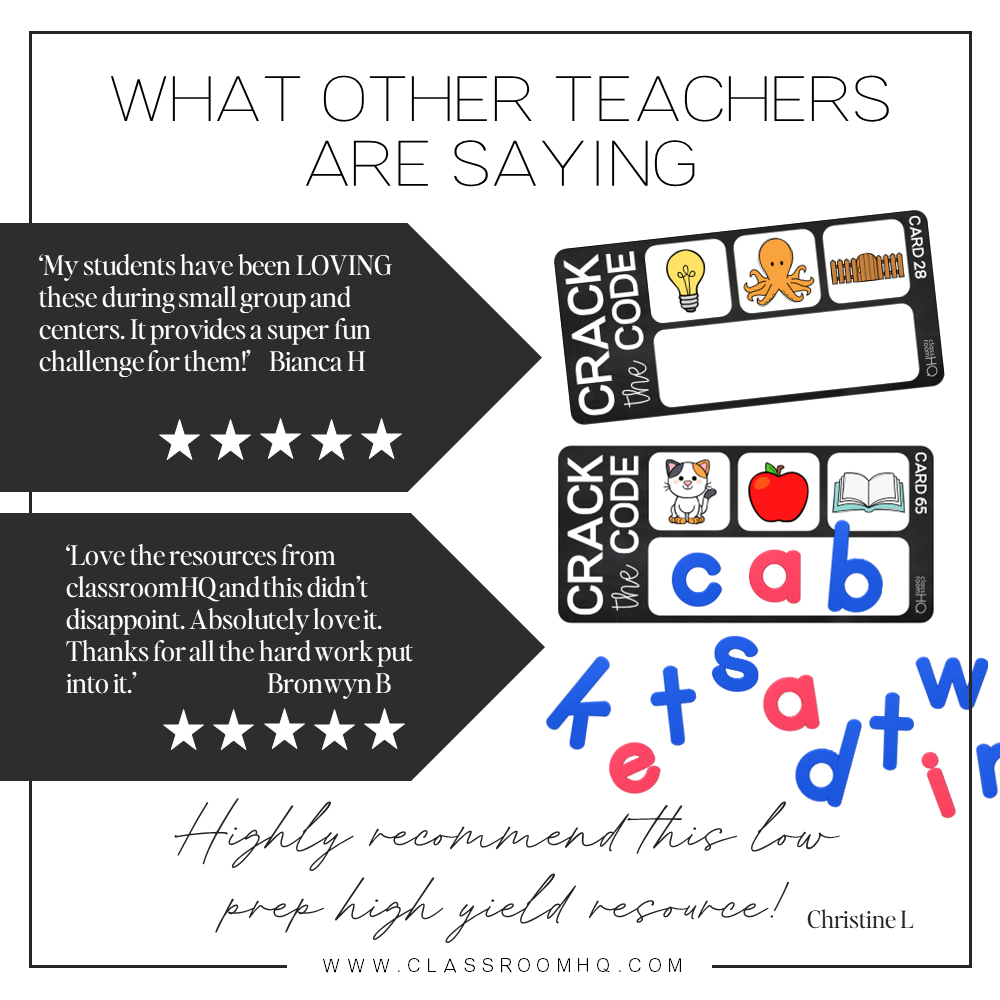 CVC Word Crack The Code Cards | Phonemic Awareness | Made By Teachers