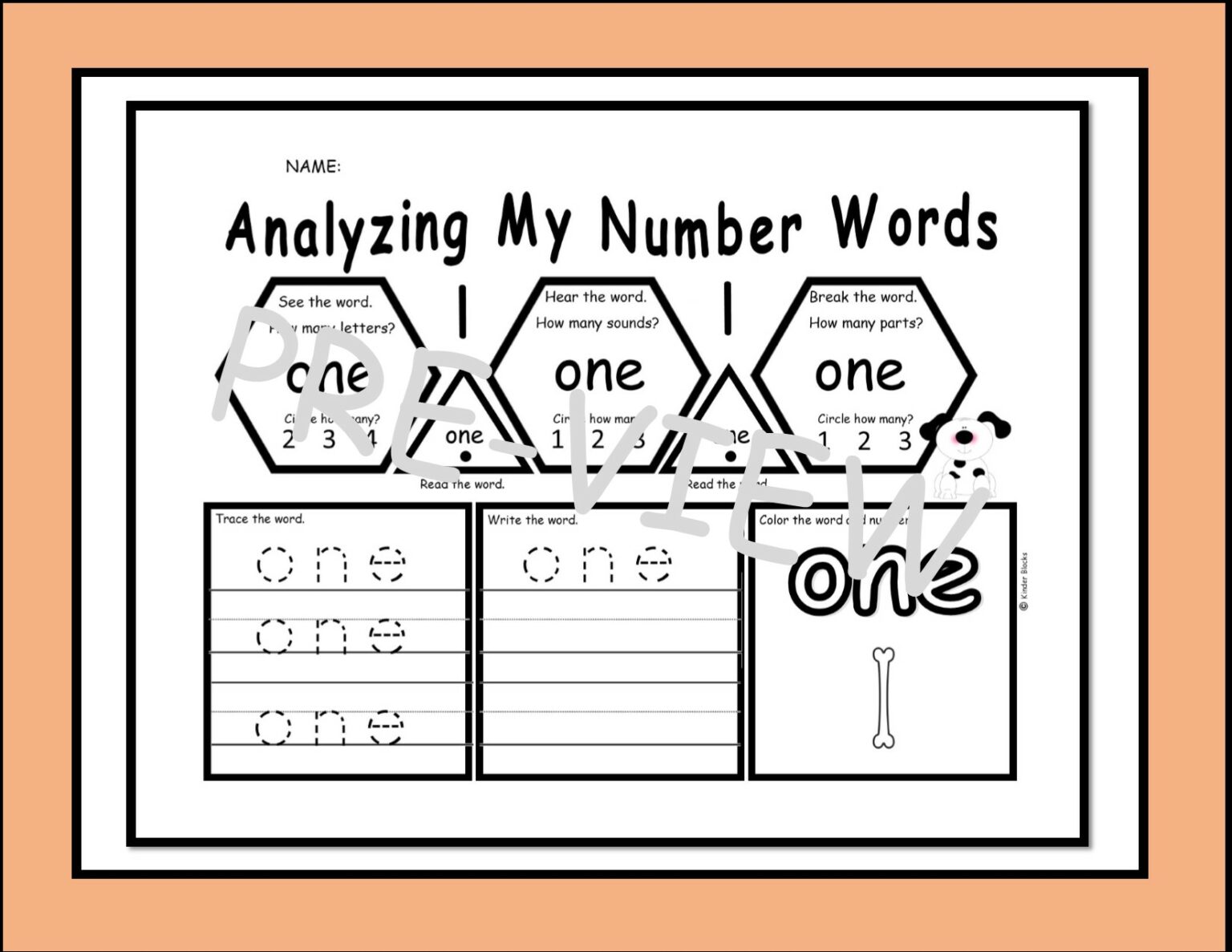 Analyzing My Number Words - Doggy Bone Tally Practice | Made By Teachers