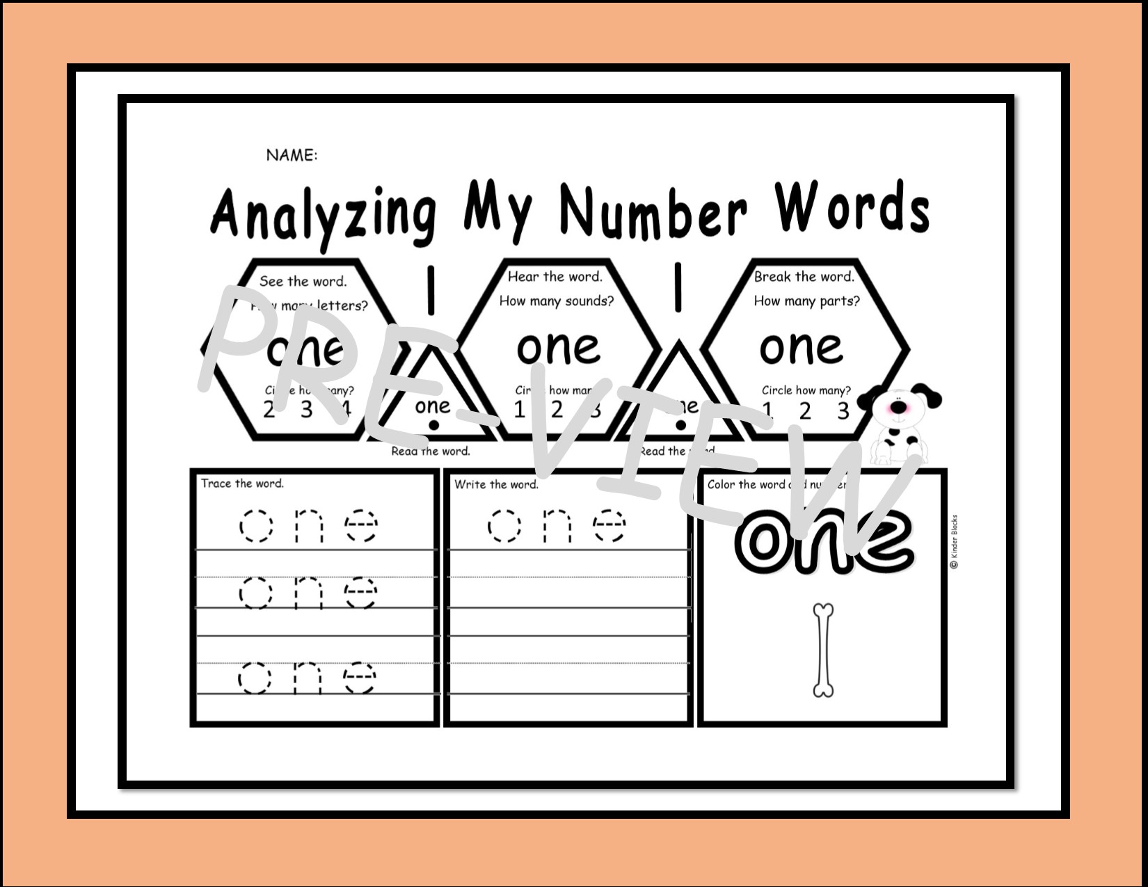 Analyzing My Number Words - Doggy Bone Tally Practice | Made By Teachers
